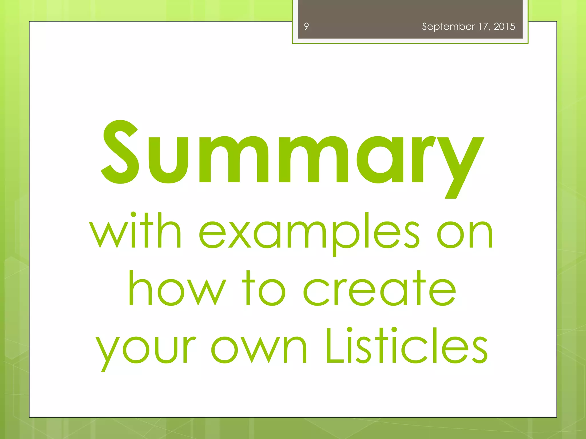 Listicles - What are they and how can they help your business? | PPTX