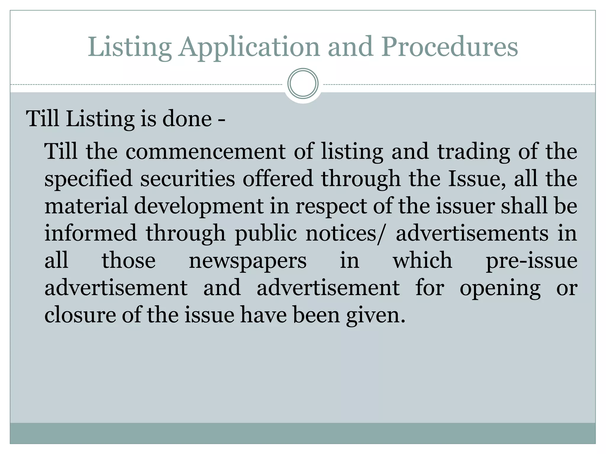 Listing Application And Procedures | PDF