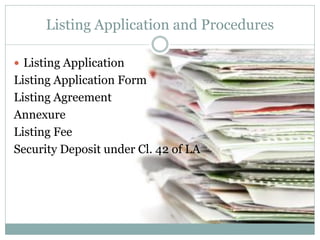 Listing Application And Procedures | PDF