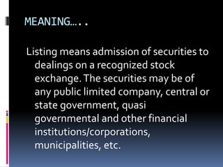 Listing of securities | PPT