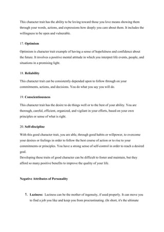 Listing the positive attributes of personality | PDF
