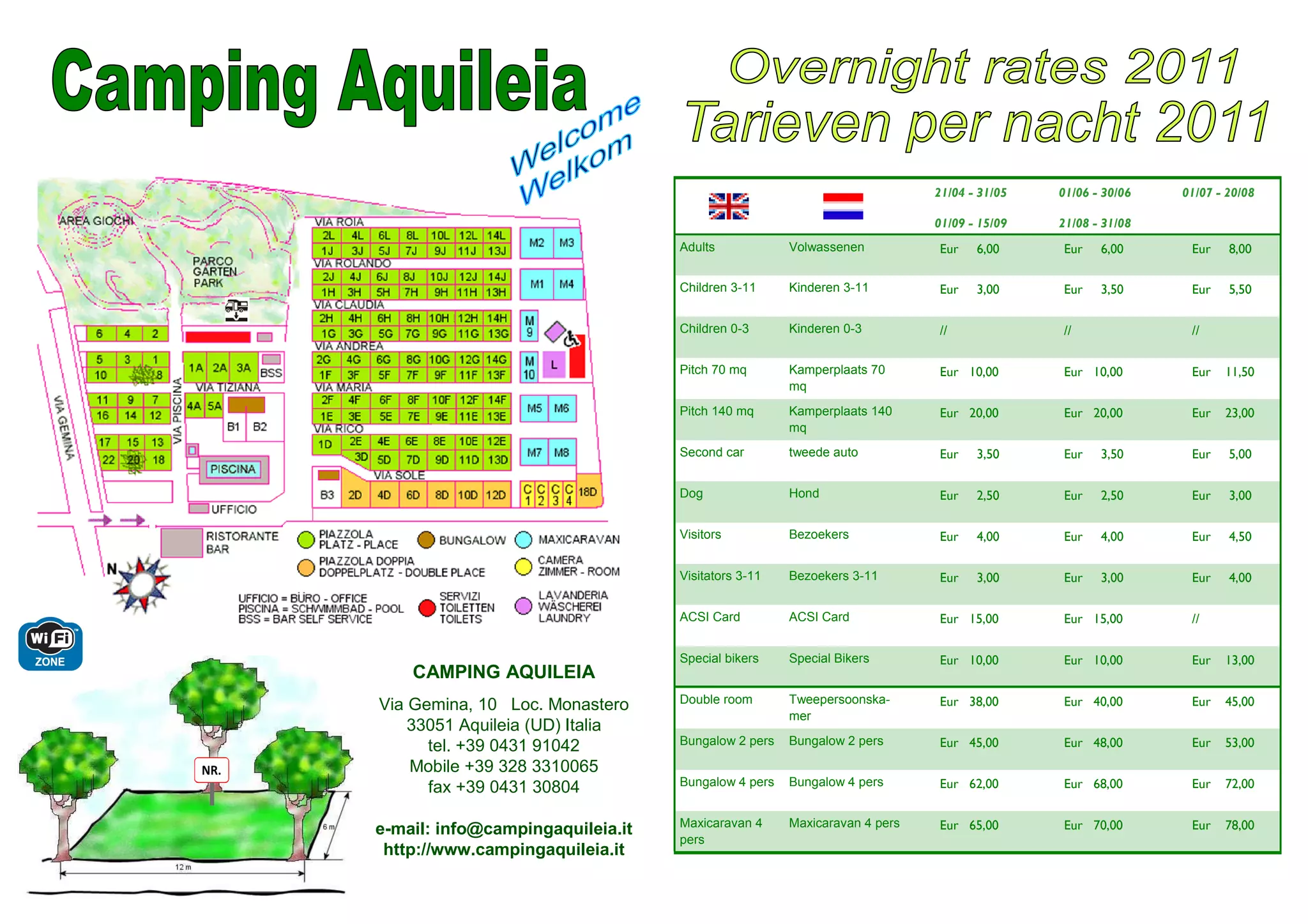 Prices Prijslijst Camping Aquileia 2011 | PDF