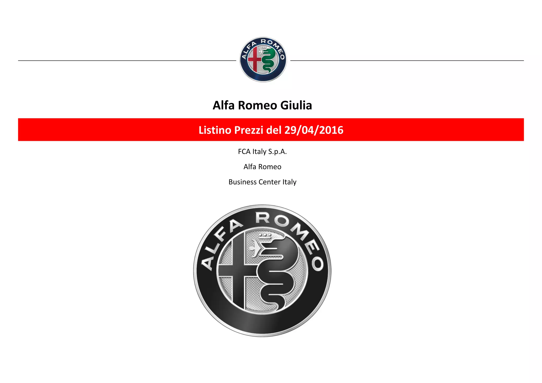 Listino prezzi Alfa Romeo Giulia | PDF