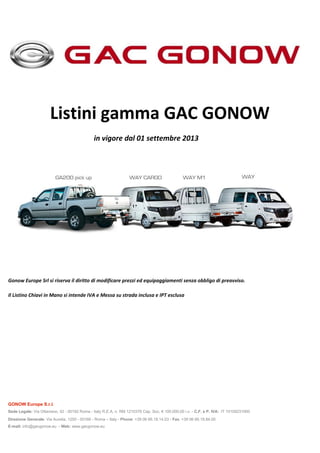 Listino prezzi gonow_ga200 | PDF