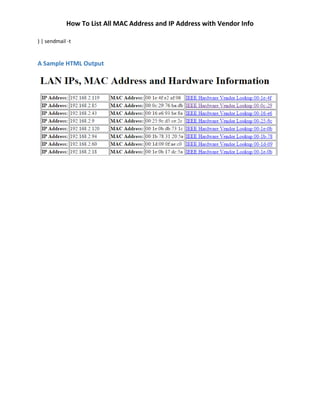 Shell Script to Extract IP Address, MAC Address Information | PDF