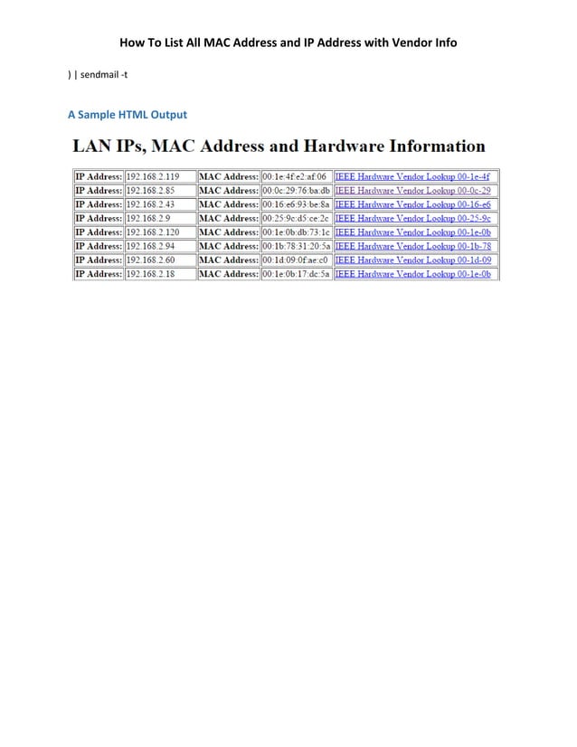 Shell Script To Extract Ip Address Mac Address Information Pdf