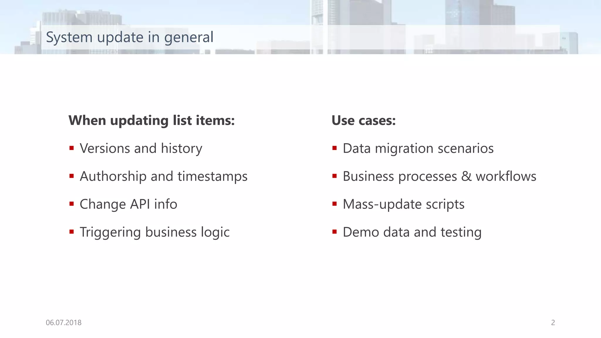 List items system update options in SharePoint Online | PPTX