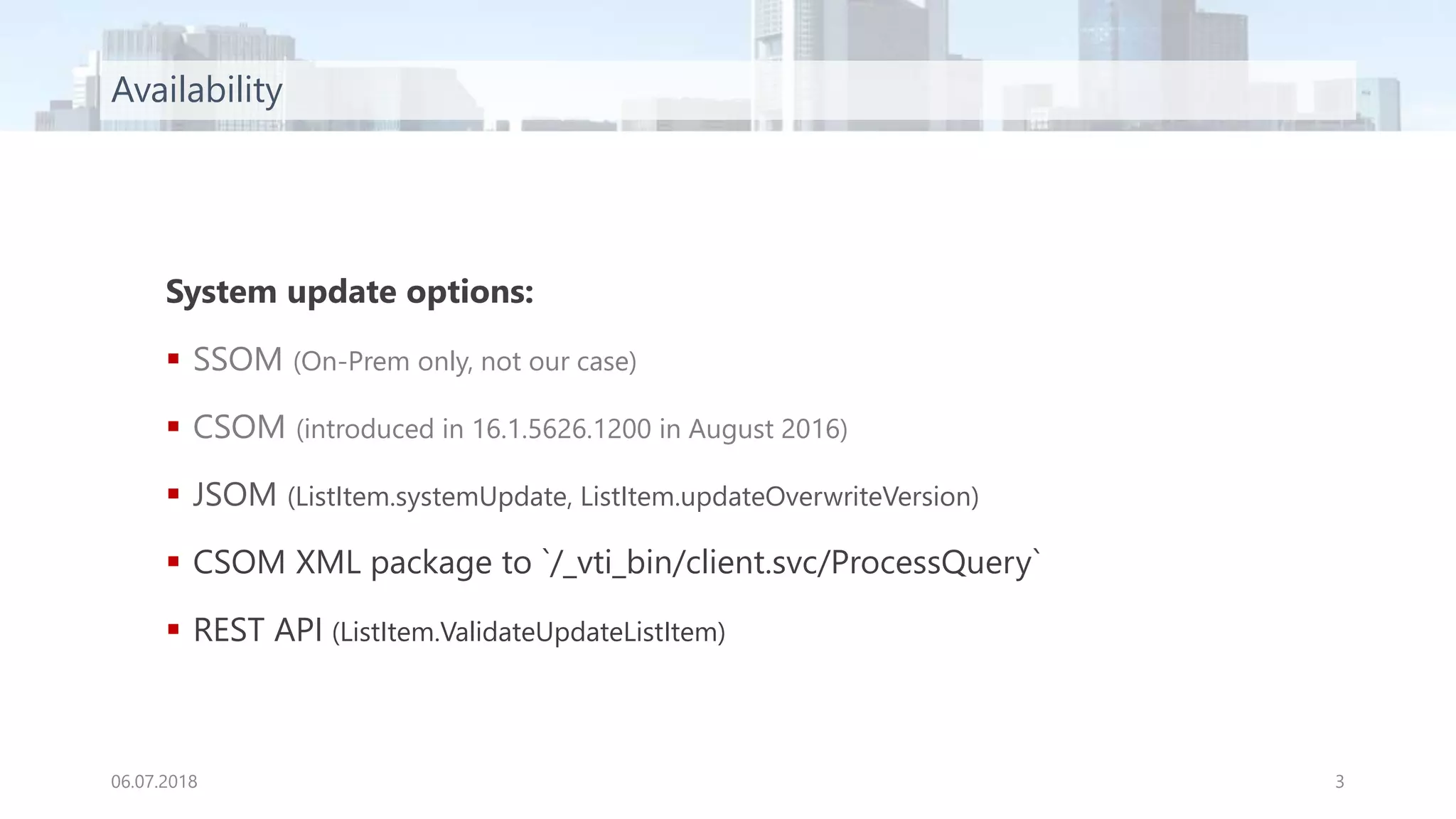 List items system update options in SharePoint Online | PPTX