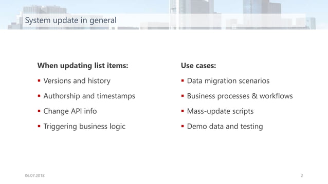 List items system update options in SharePoint Online | PPTX