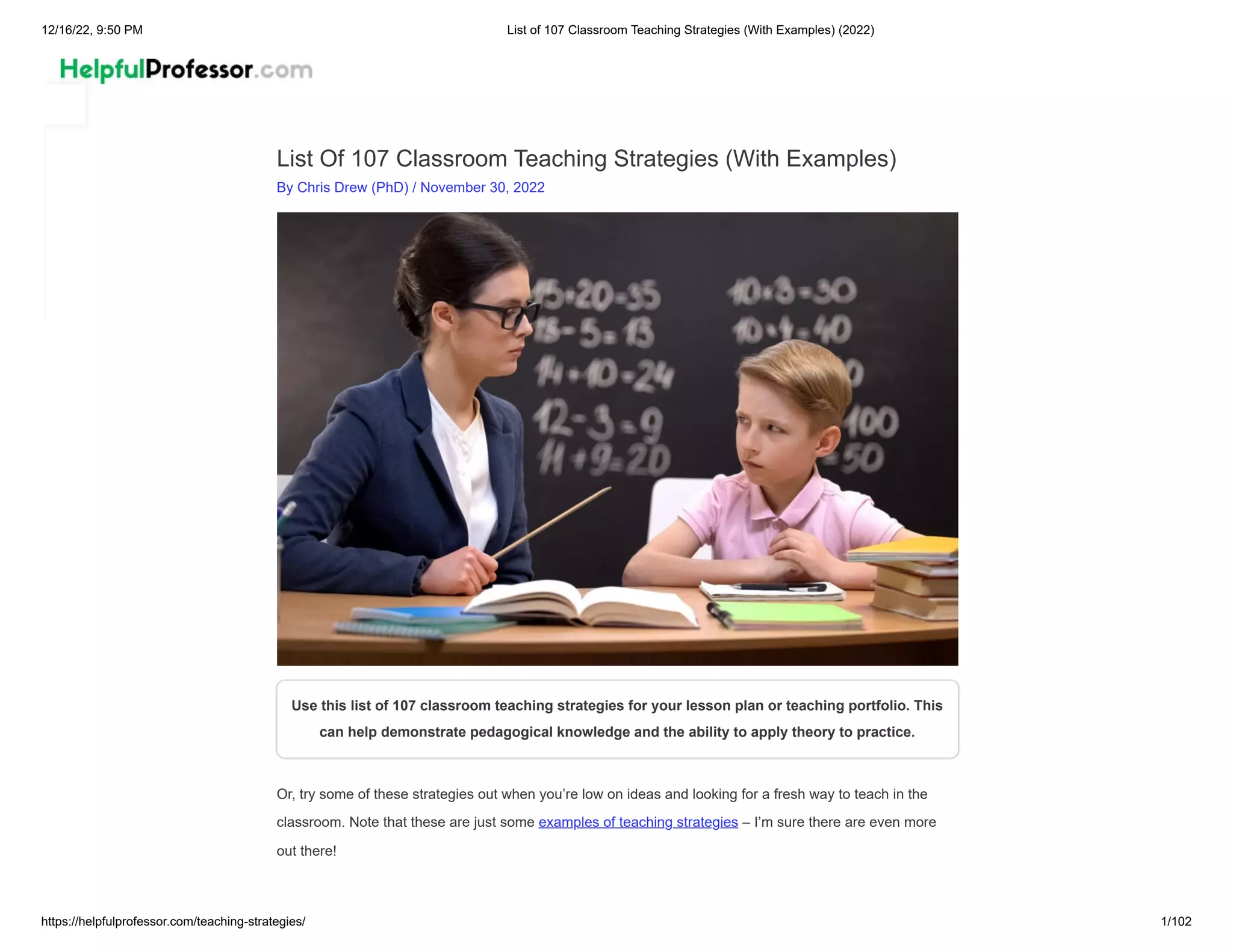 List of 107 Classroom Teaching Strategies (With Examples) (2022).pdf