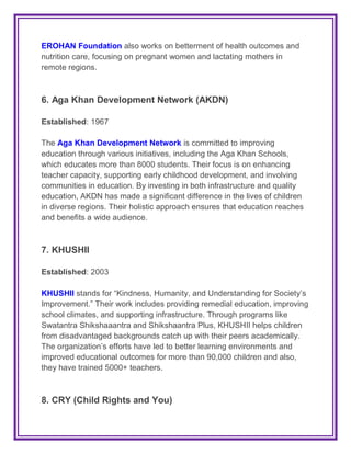 List of 10 NGO Working for Education in All India | PDF