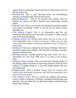 List of 23 Best Biology Help Websites for Students | PDF