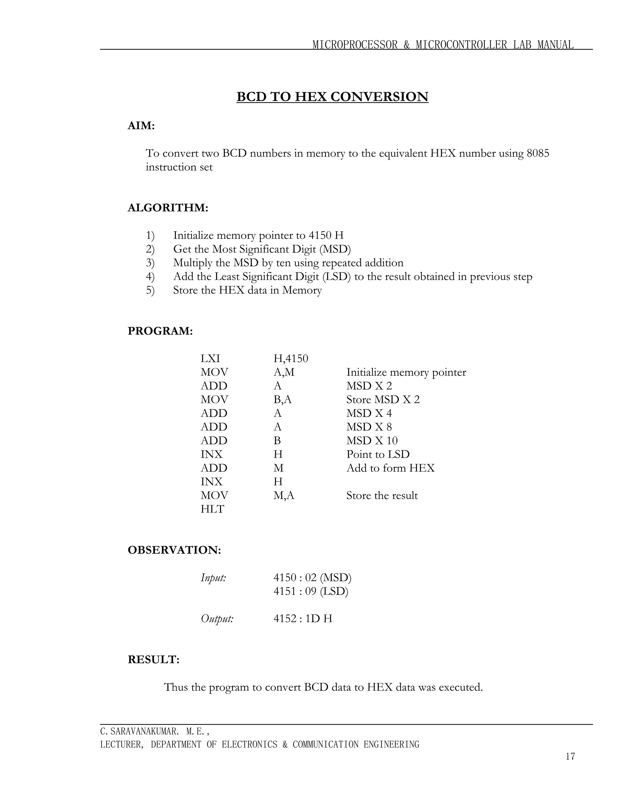 List of 8085 programs | PDF