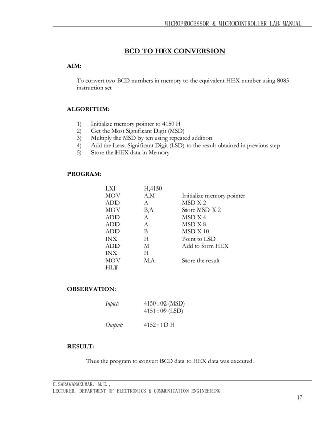 List of 8085 programs | PDF