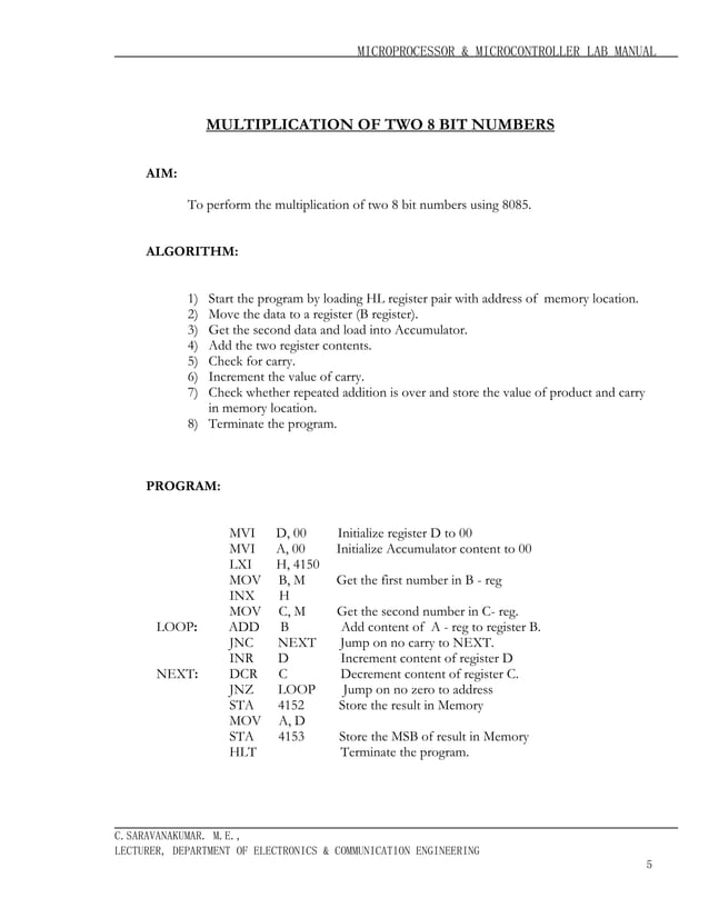 List of 8085 programs | PDF