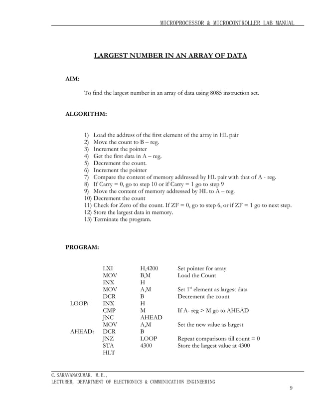 List of 8085 programs | PDF