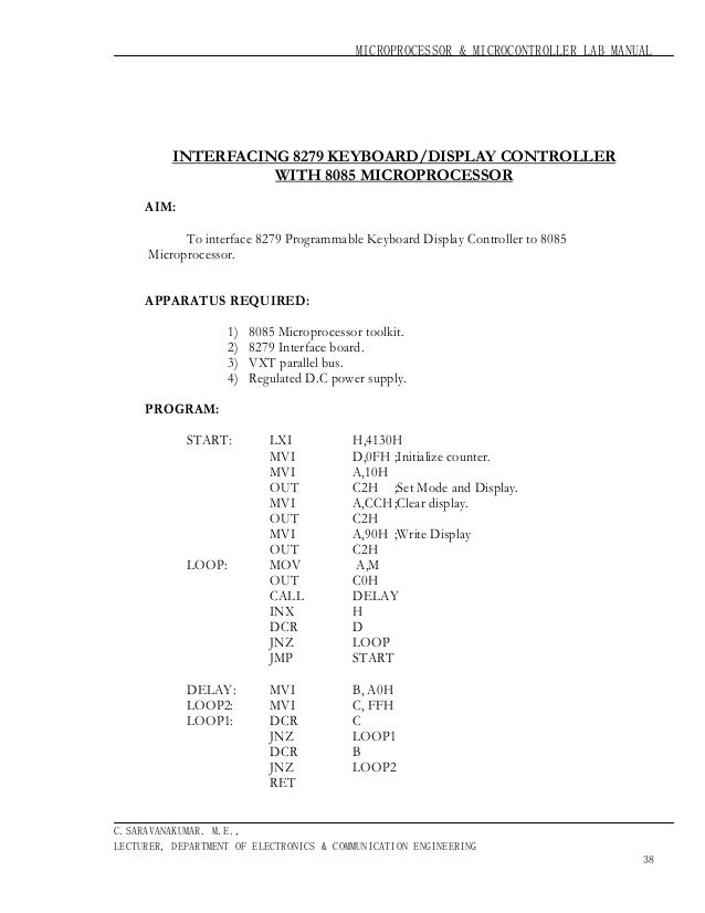 assembly language programming 8085 examples pdf