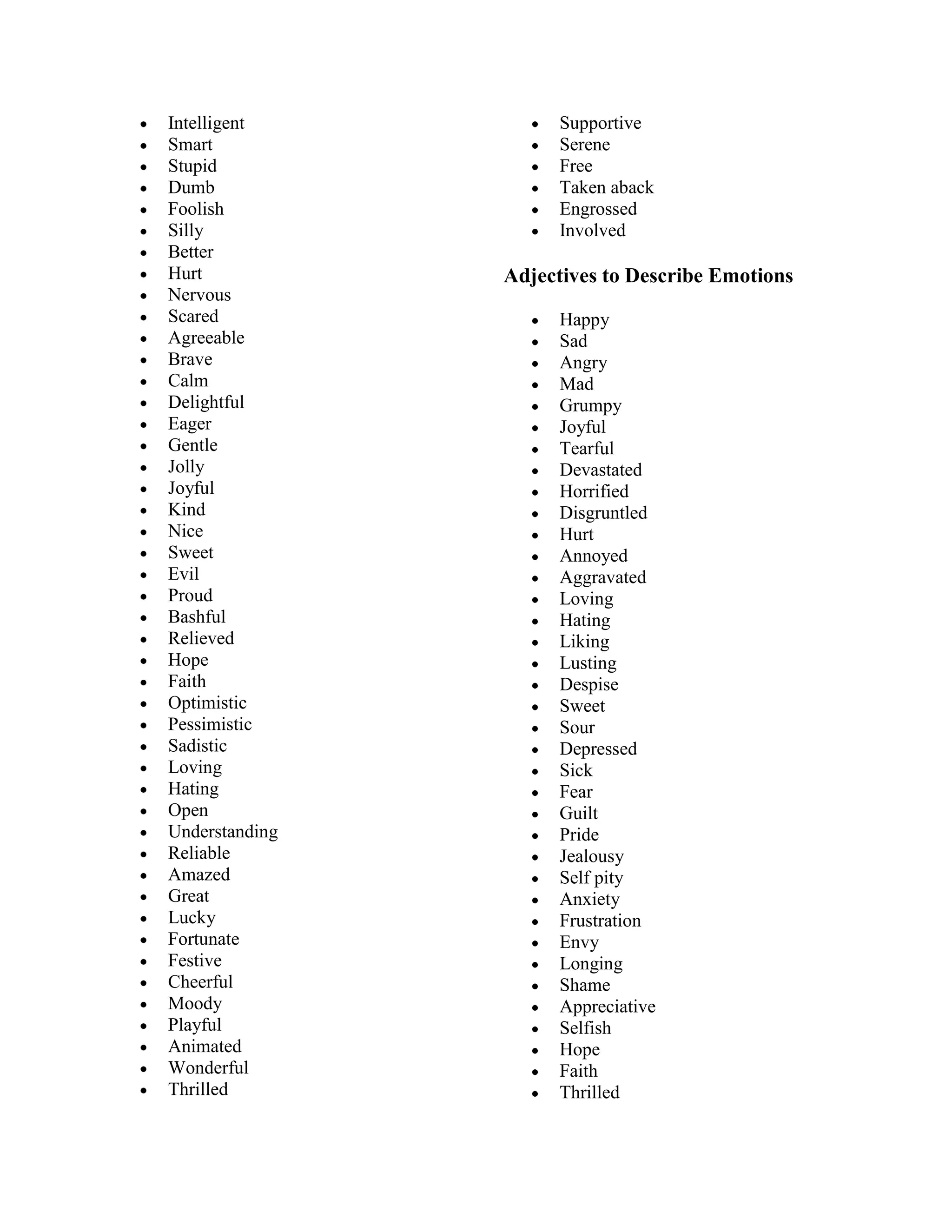 List of adjectives | DOCX