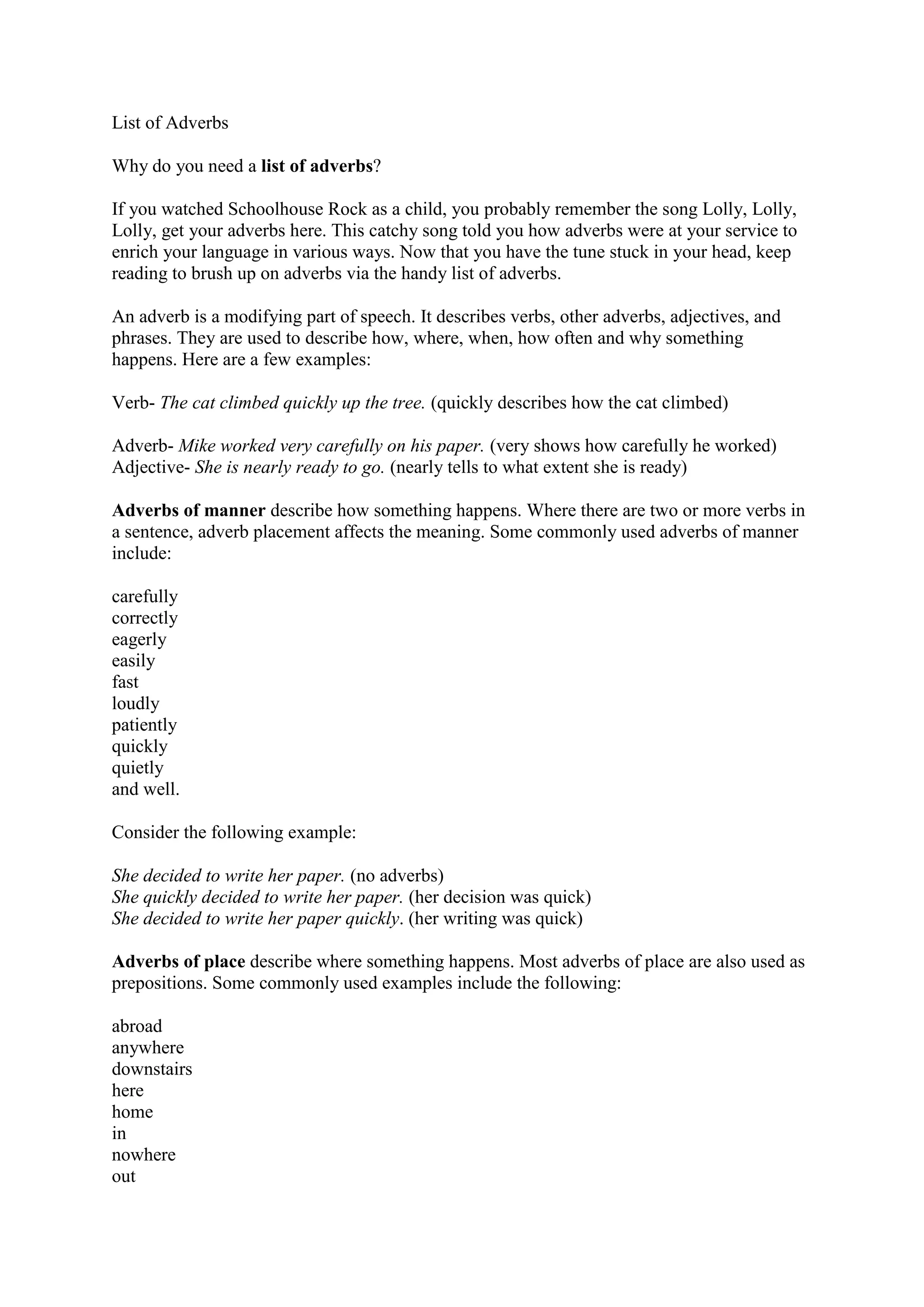 List of adverbs | DOCX