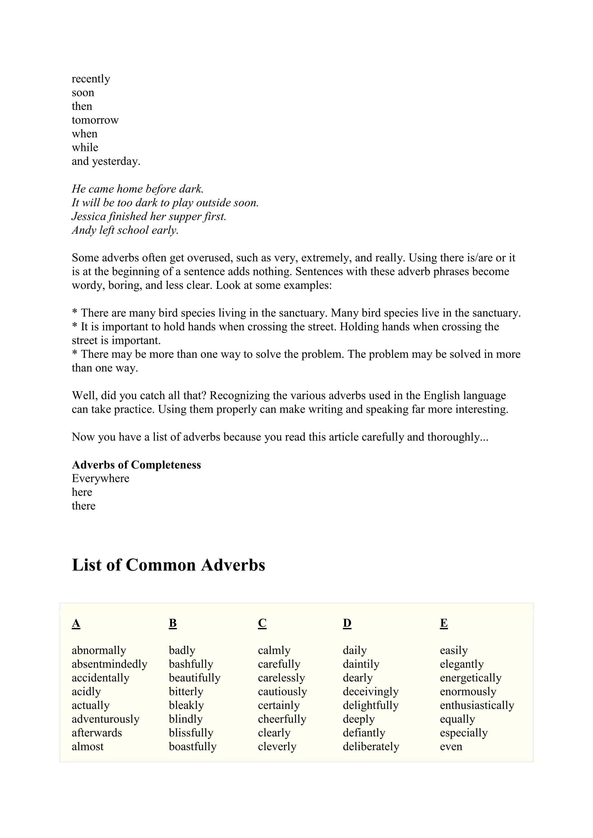 List of adverbs | DOCX