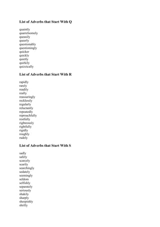 List of adverbs that start with a | DOCX