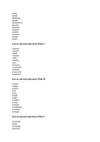 List of adverbs that start with a | DOCX