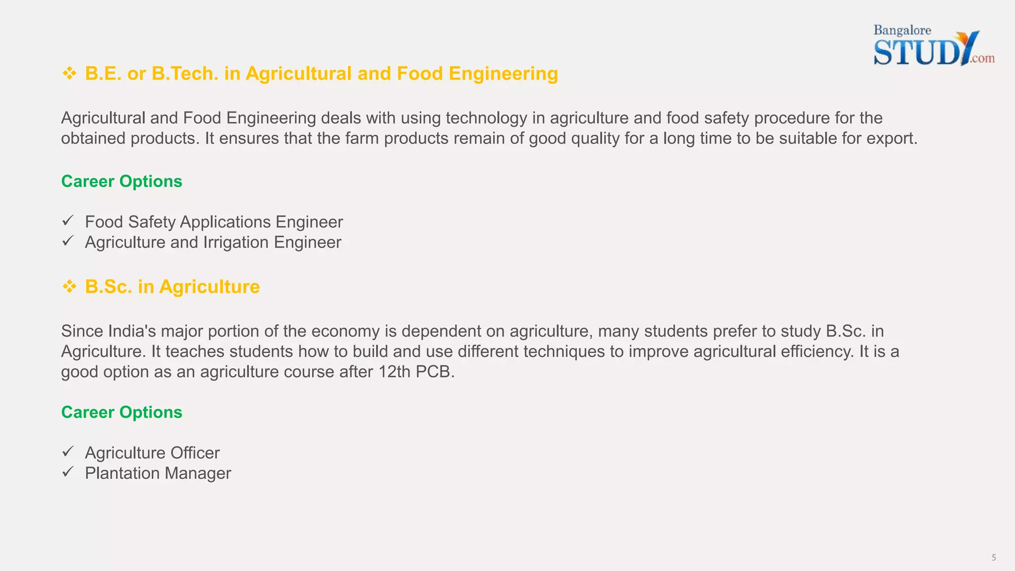 List of agriculture courses after 12th class | PPTX