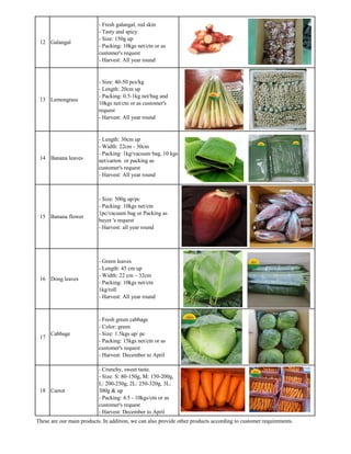 Vietnam Fruits and Vegetables Supplier - Durian, Sugar cane, jackfruit ...