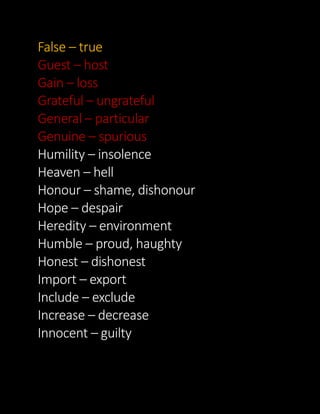 List of antonyms | DOCX