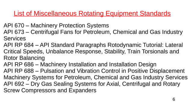 List of API standards for rotating equipment | PDF