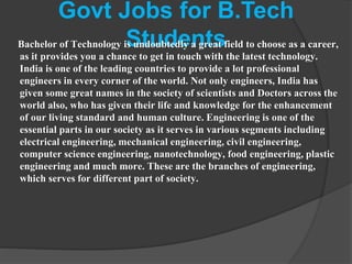 List of b.tech govt jobs | PPTX