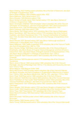List of Baronies in the Peerage of Great Britain & Ireland | PDF