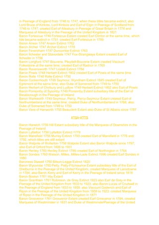 List of Baronies in the Peerage of Great Britain & Ireland | PDF