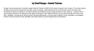 list of biography by Geoff Benge - Harriet Tubman