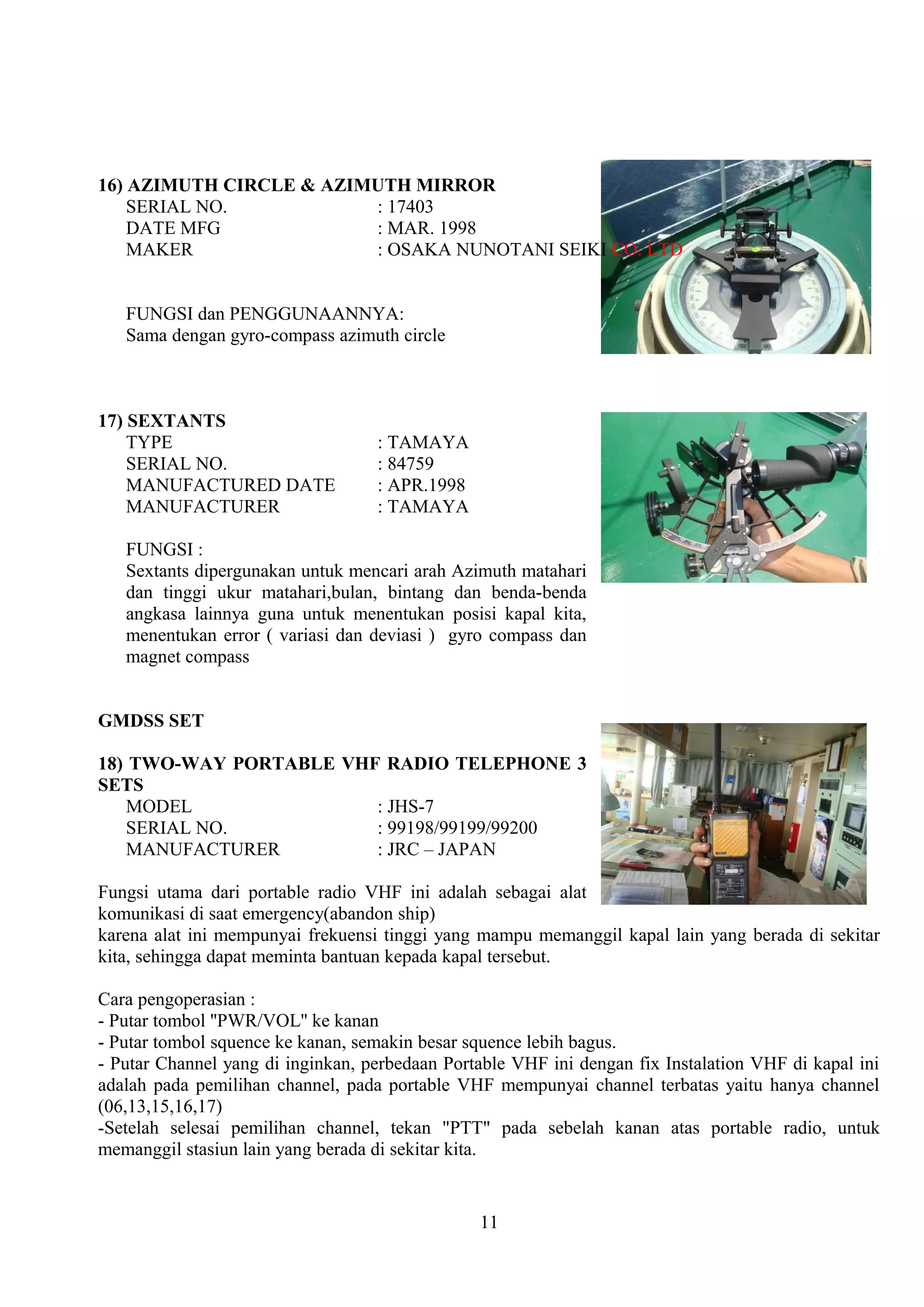 List of bridge equipment combined format | DOC