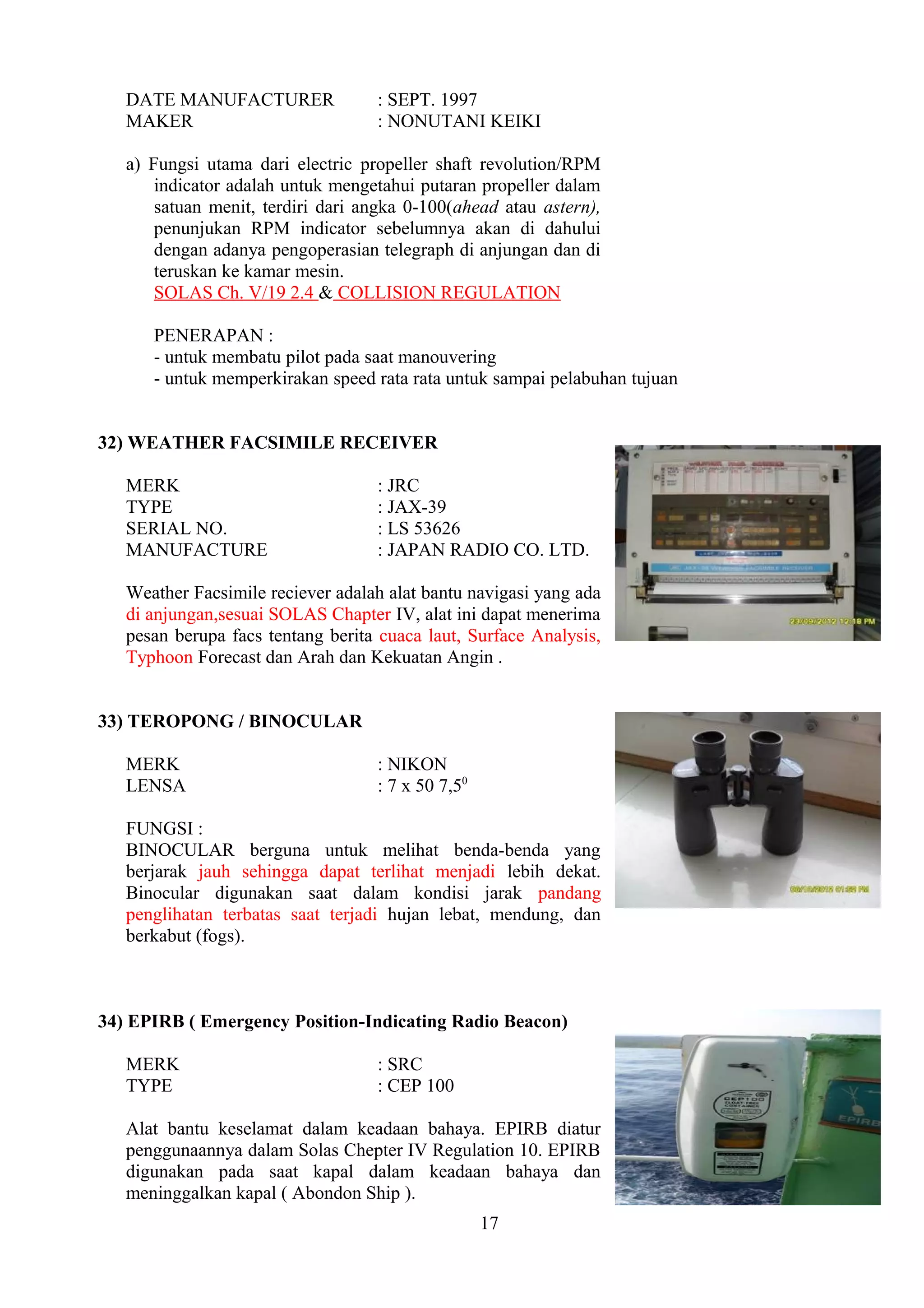 List of bridge equipment combined format | DOC