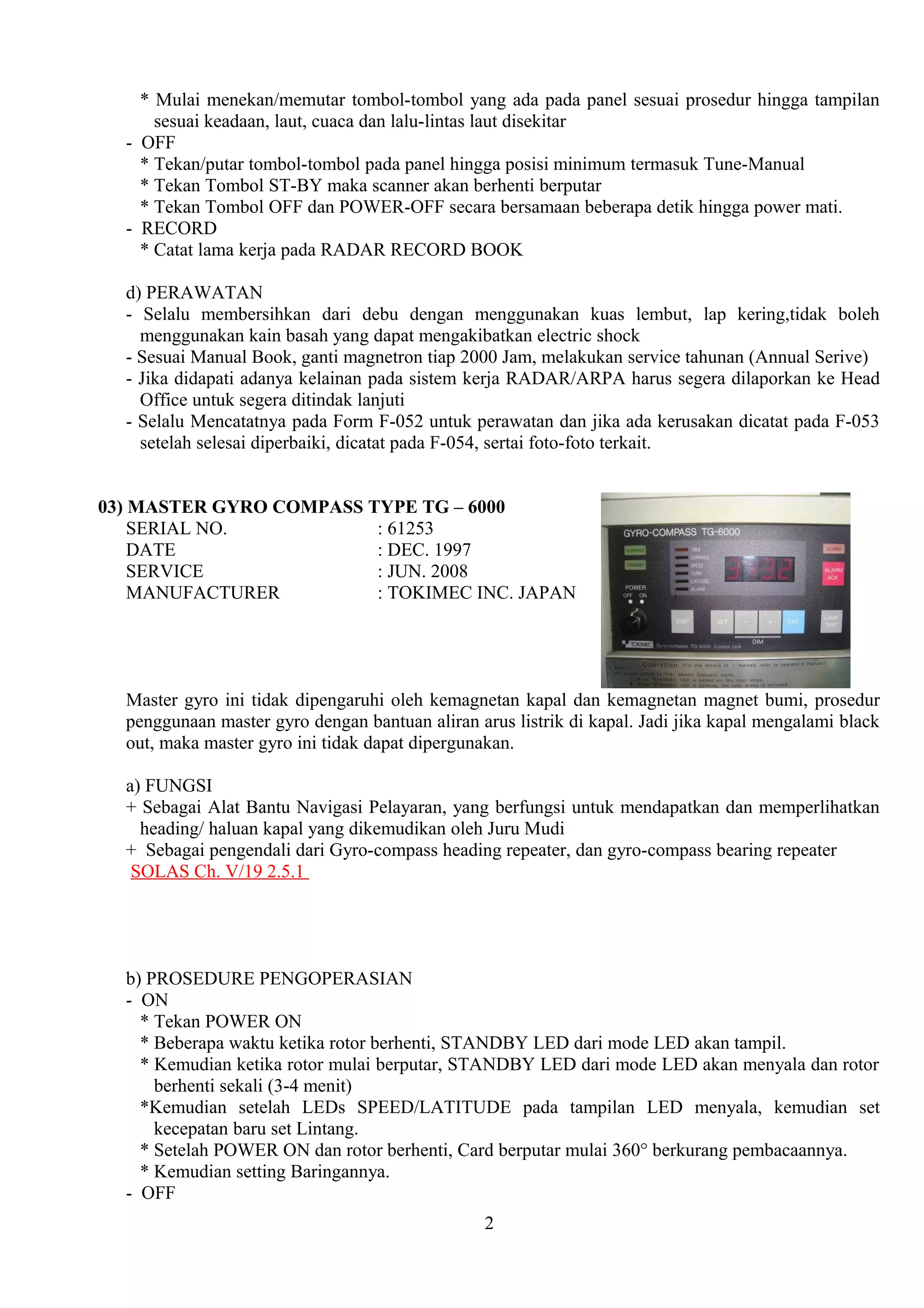 List of bridge equipment combined format | DOC