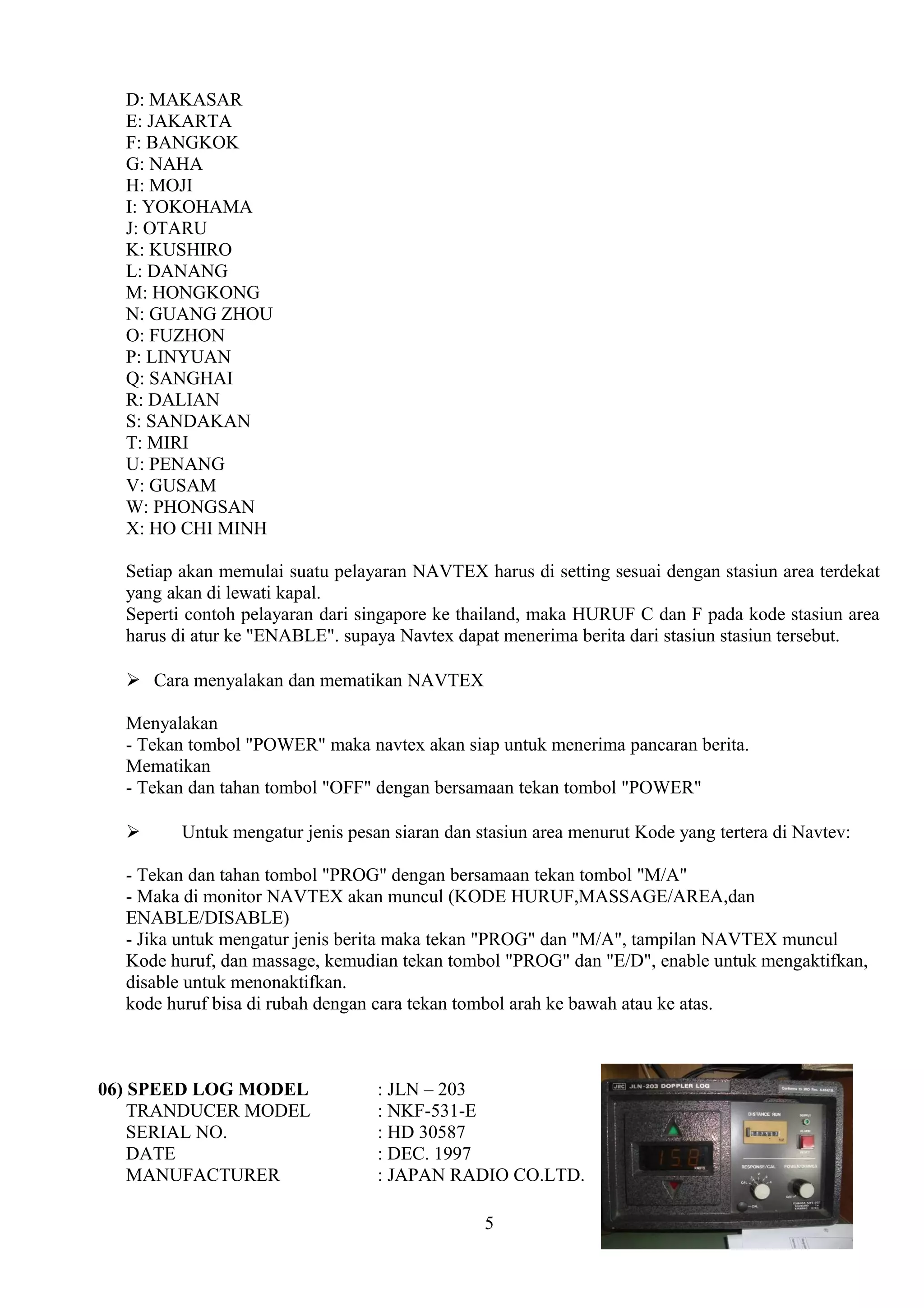 List of bridge equipment combined format | DOC