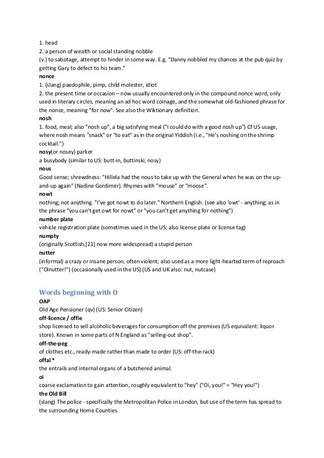 List of british words that are not used