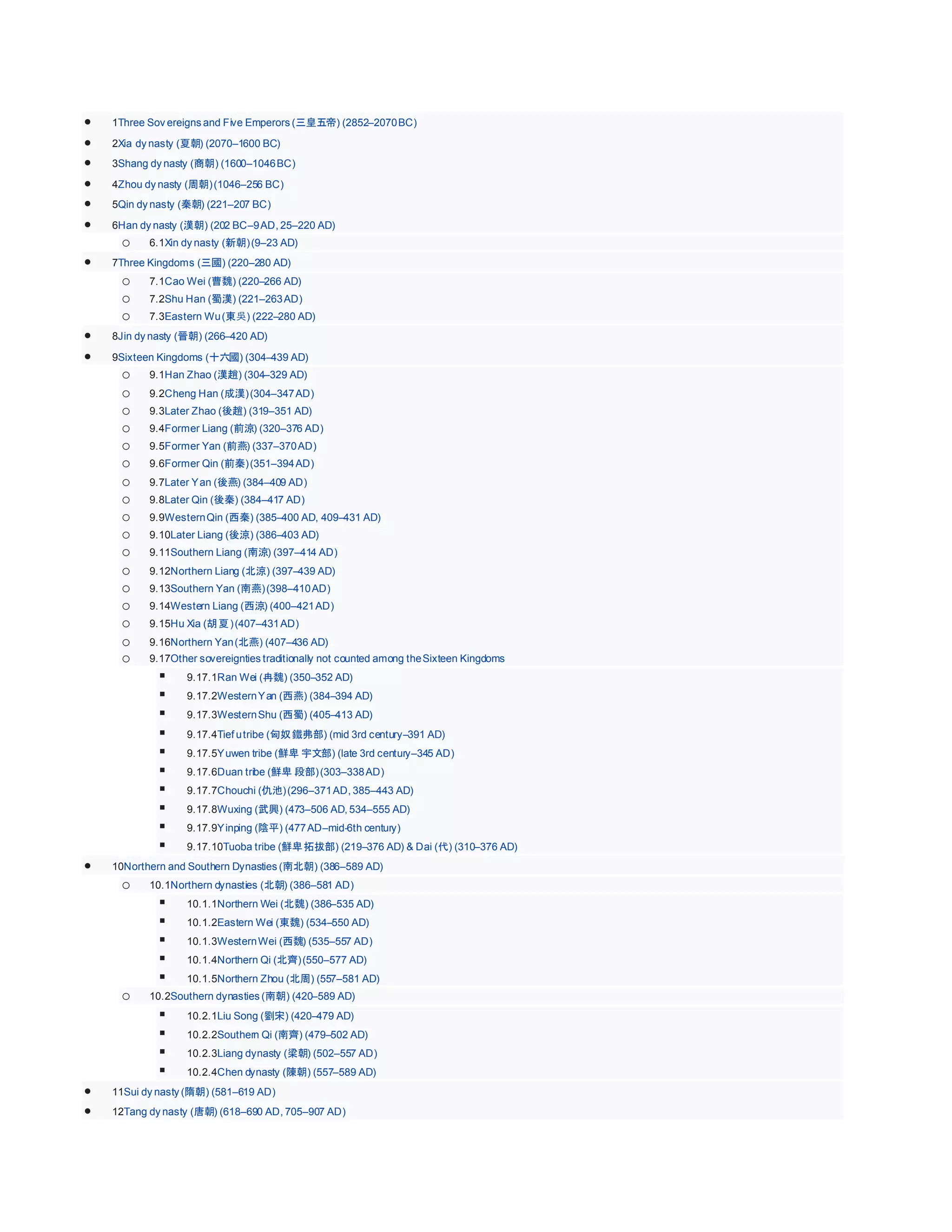List of chinese monarchs | DOCX