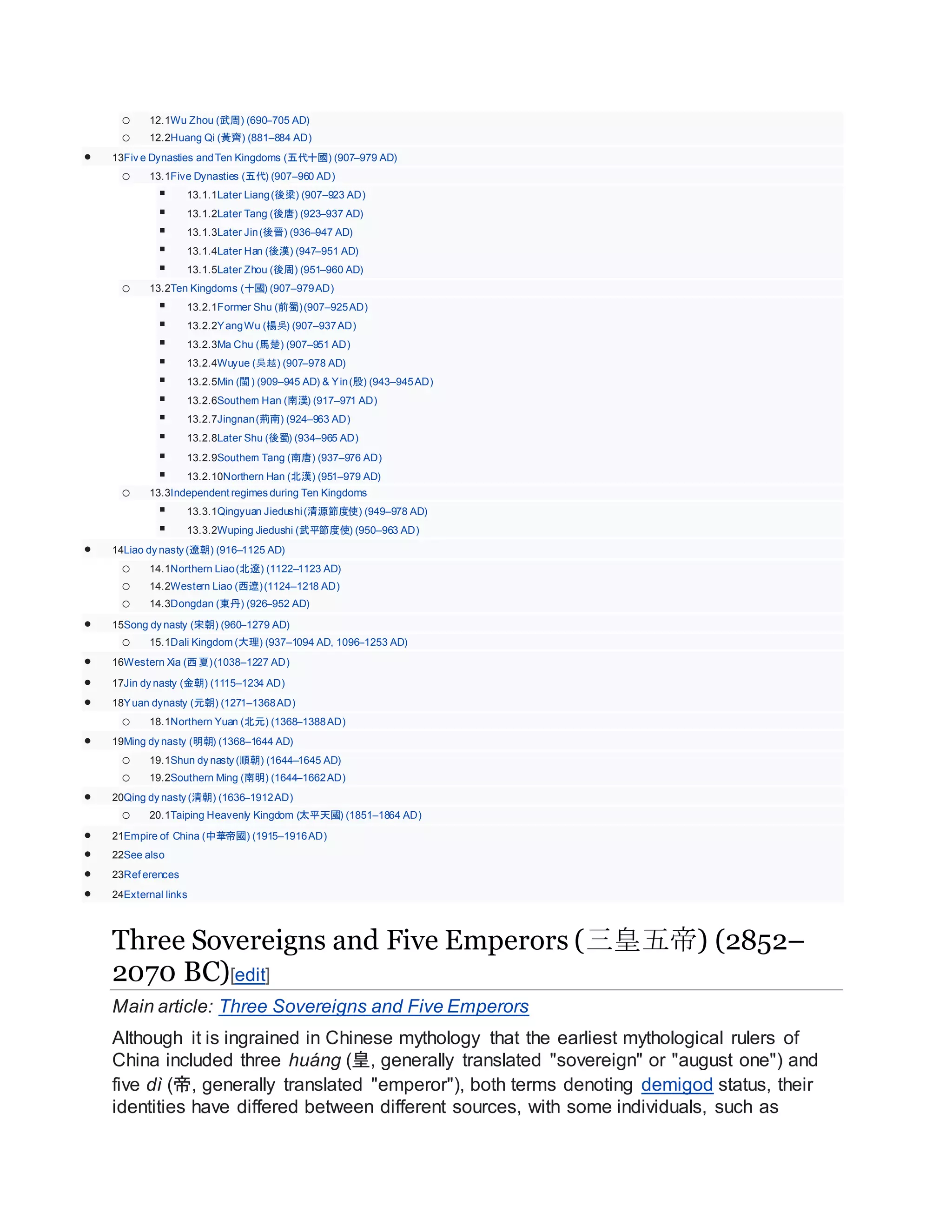 List of chinese monarchs | DOCX
