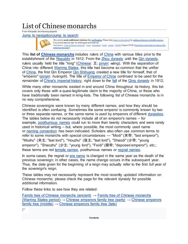 List of chinese monarchs | PDF