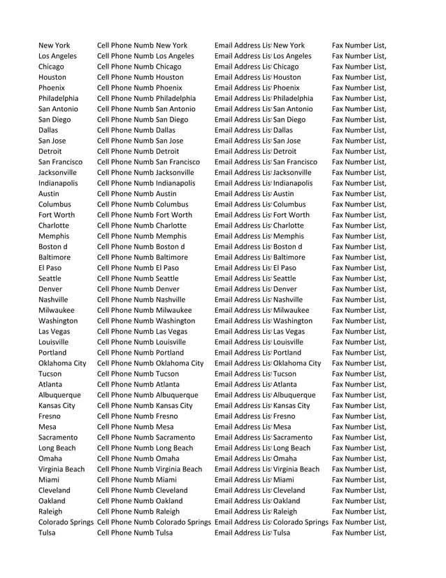 List of cities | XLSX