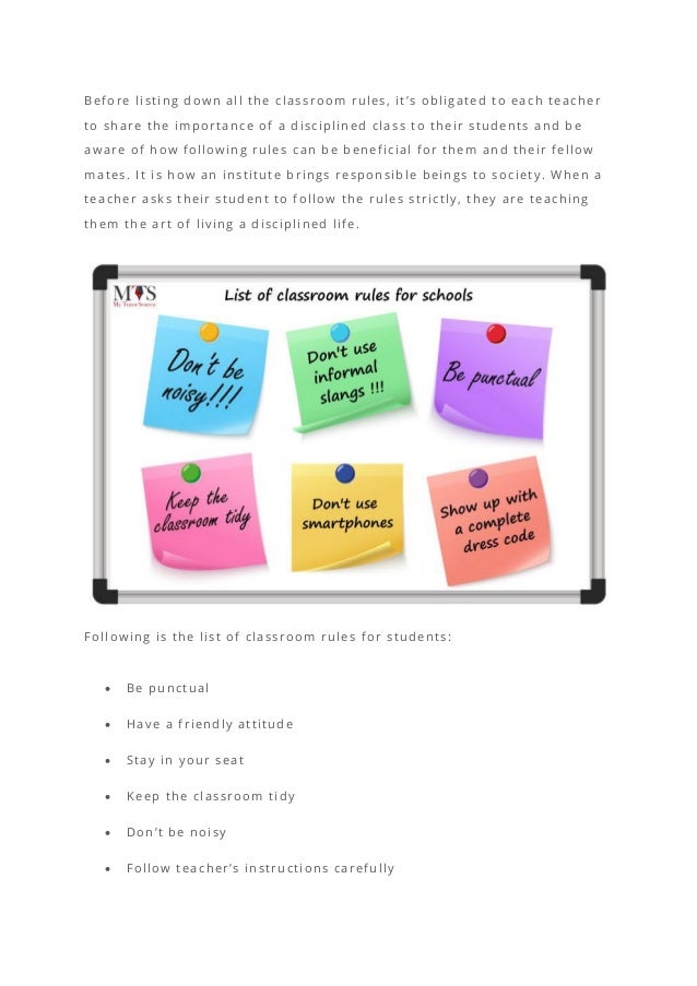 List of Classroom Rules for Student Success.pdf | Homework and Study ...