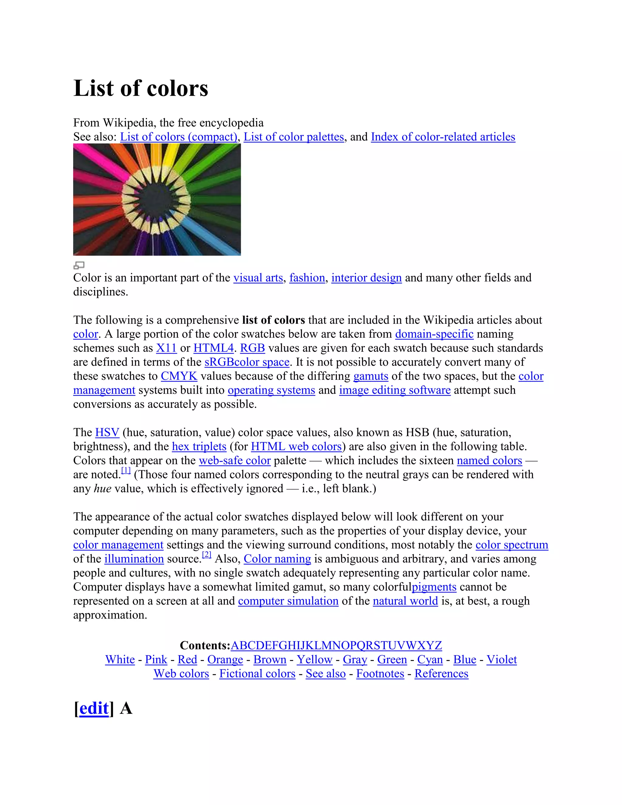 List of colors | DOCX
