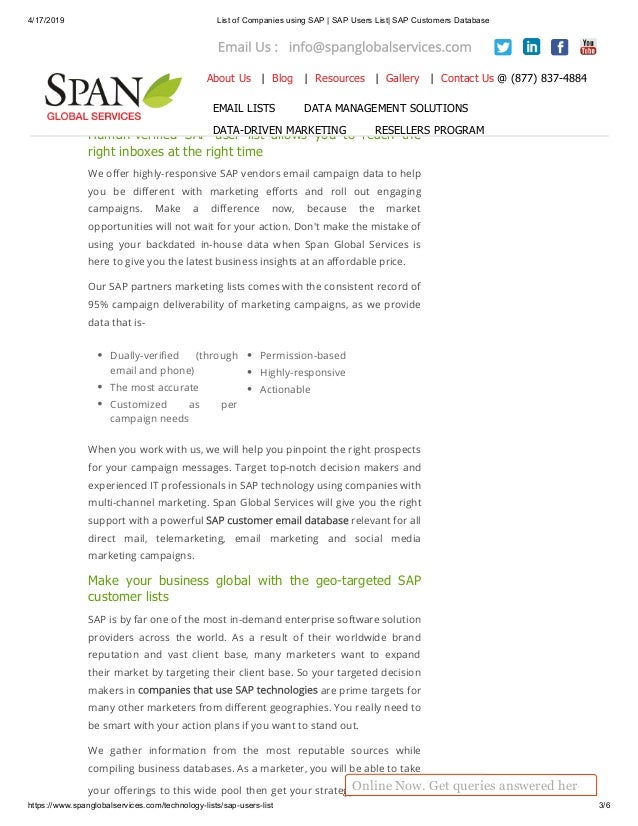 SAP Users List - Span Global Services