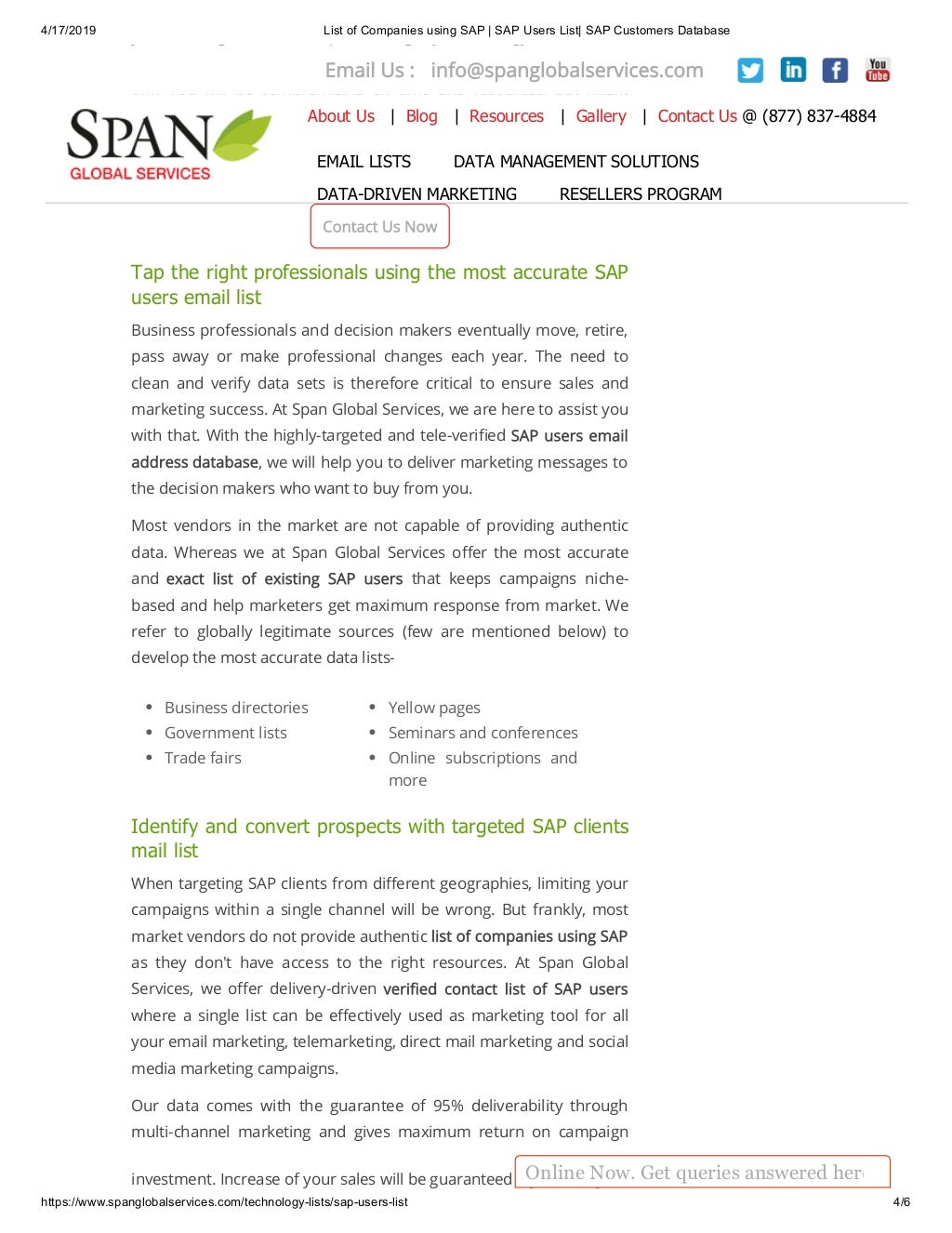 SAP Users List - Span Global Services