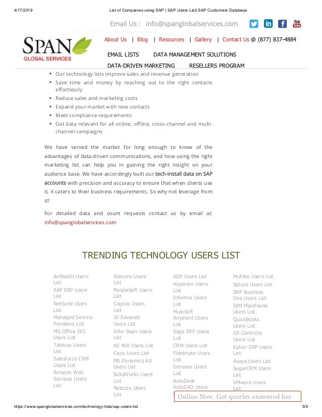 SAP Users List - Span Global Services