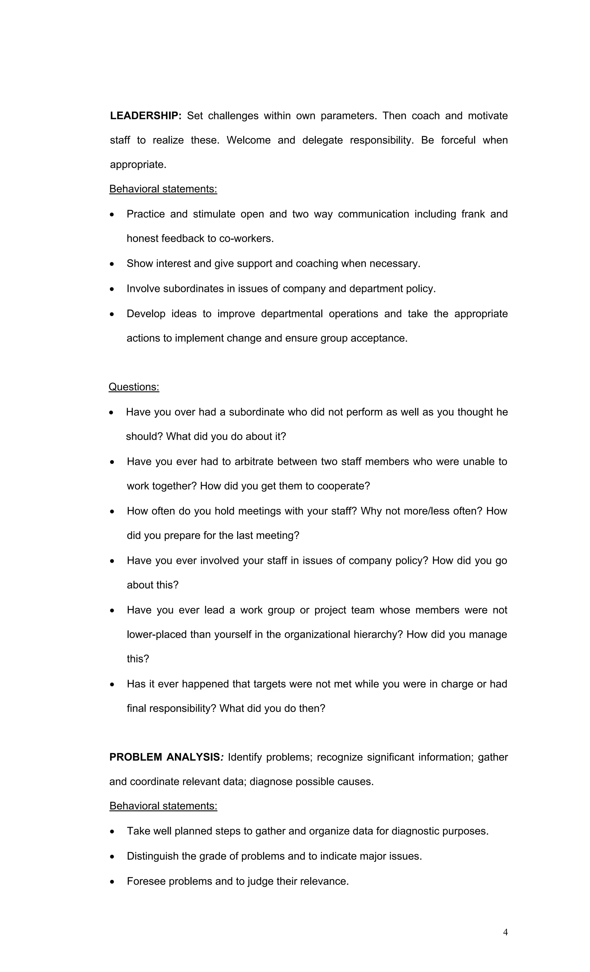 List of competency based interview questions | PDF