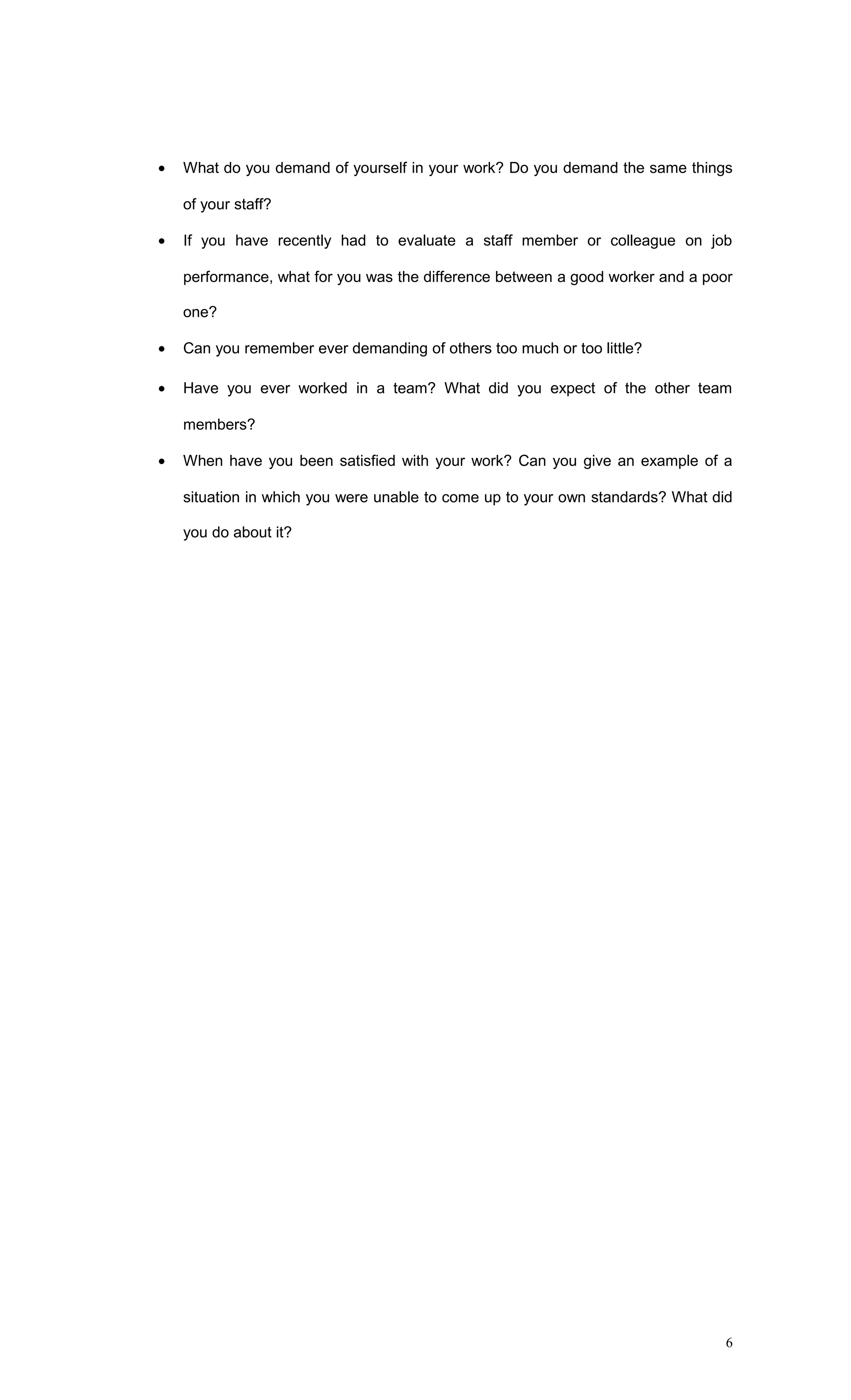 List of competency based interview questions | DOC